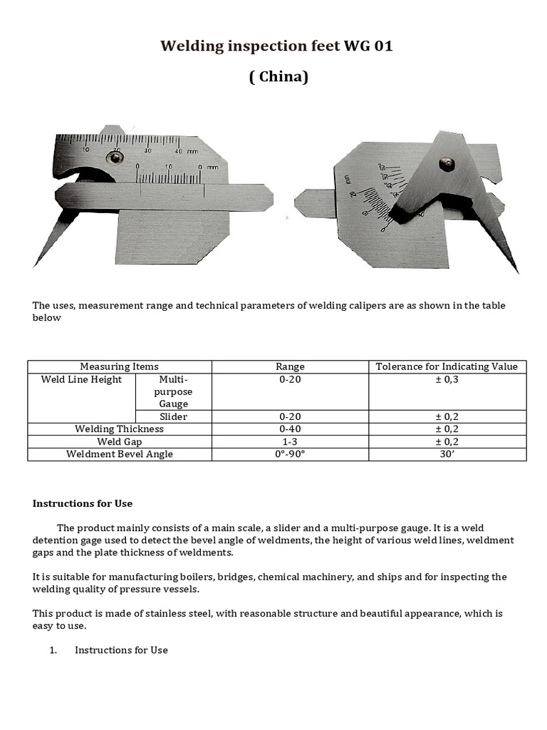 Welding Inspection Calipers Guide | PDF | Sheet Metal | Metal Fabrication