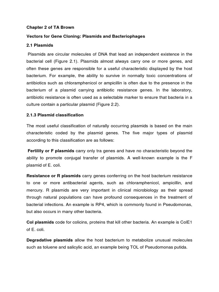 TA Brown Chapter 2 Notes | PDF | Bacteriophage | Plasmid