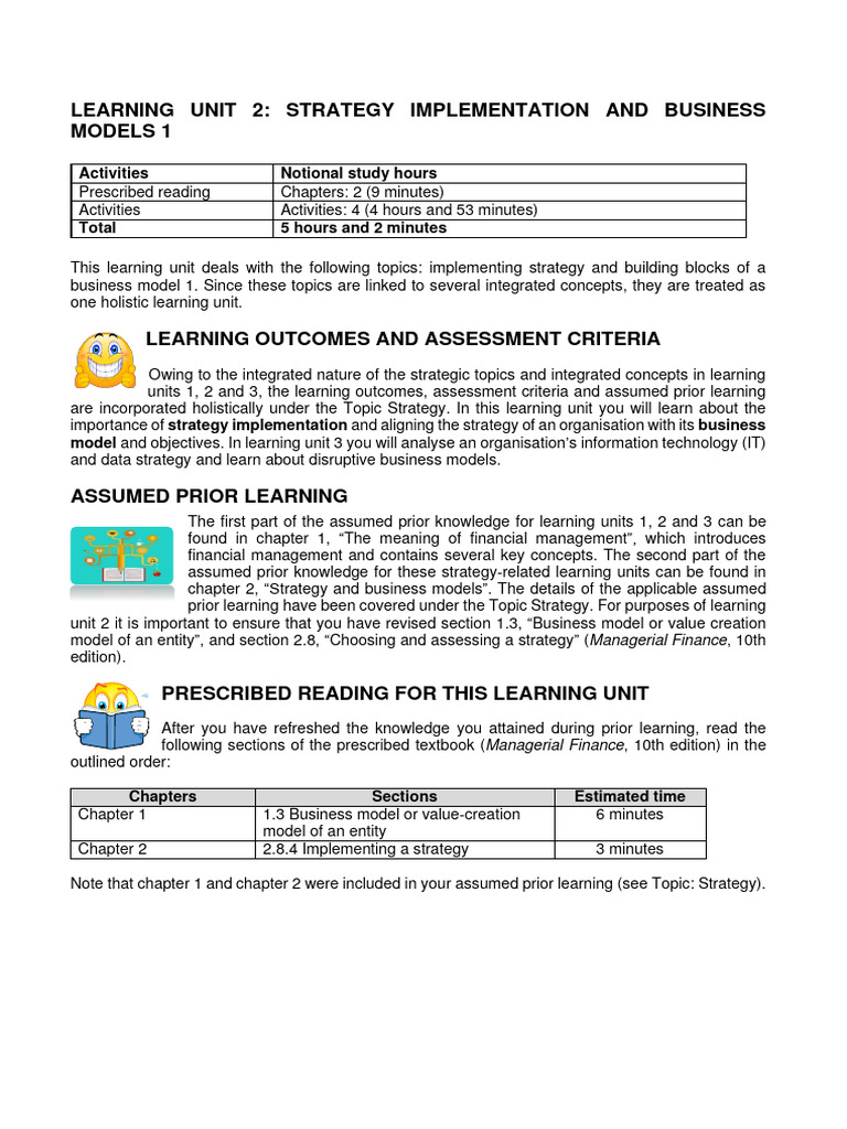 LU 2 Strategy Implementation and Business Models 1 | PDF | Strategic Management | Performance ...