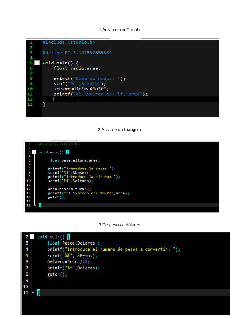 Ejercicios de lenguaje c | PDF | Matemáticas