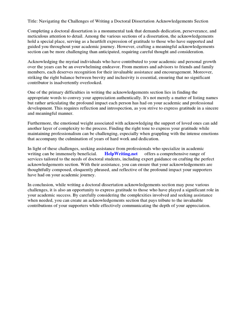 Doctoral Dissertation Acknowledgements | PDF | Thesis | Doctor Of ...