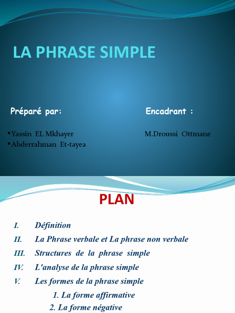 Définition et Exemples de Phrase Simple | PDF | Phrase | Complément d'objet