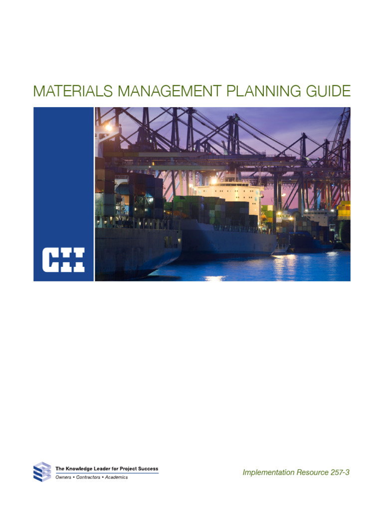 CII 257 - 3 Materials Management Planning Guide | PDF | Procurement | Supply Chain