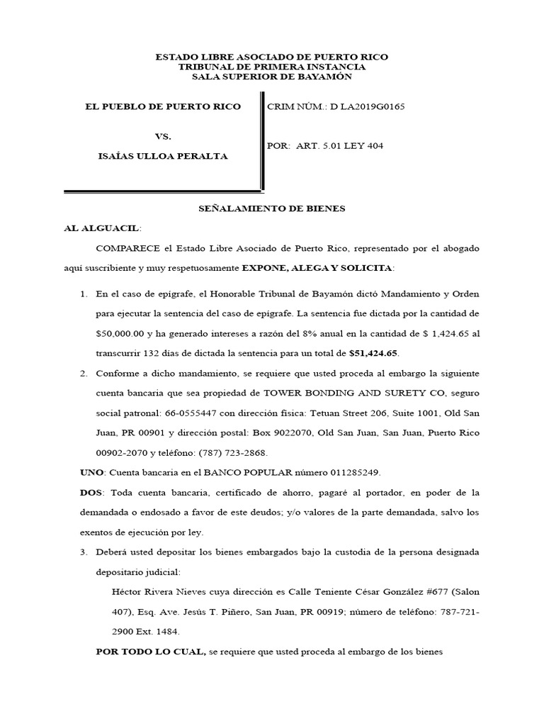 Senalamiento de bienes - | PDF | Puerto Rico | Gobierno