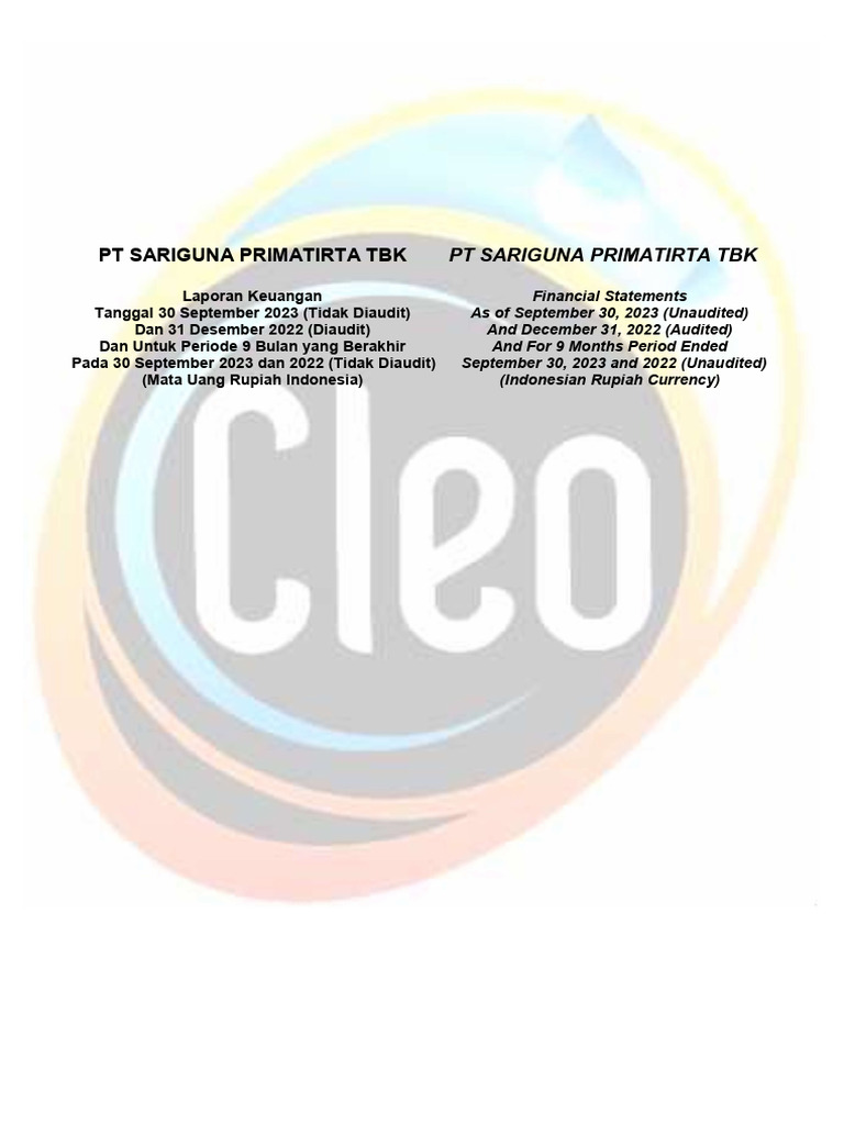 Lap Keu PT Sariguna Primatirta TBK - Q3 2023 | PDF | Dividend | Debt