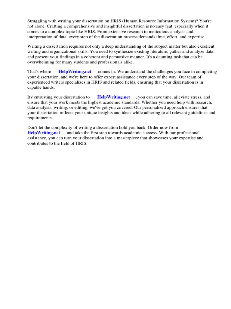 HRIS Dissertation Writing Help | PDF | Human Resource Management ...