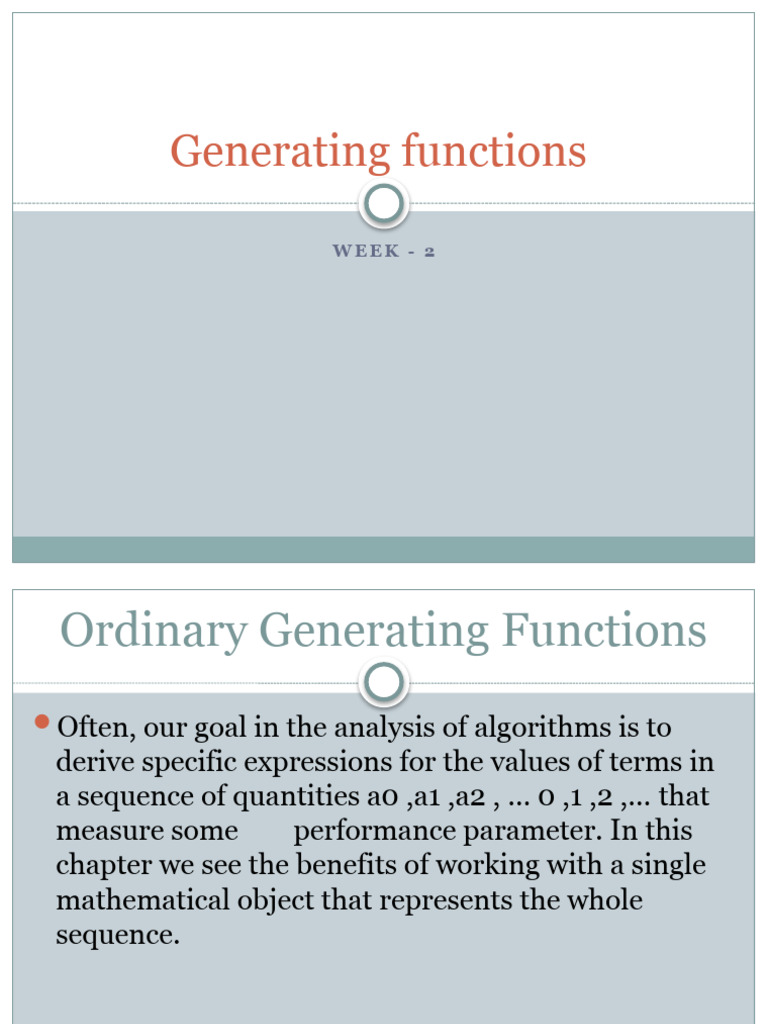 Generating Functions Week 2 - SM | PDF | Function (Mathematics) | Algorithms
