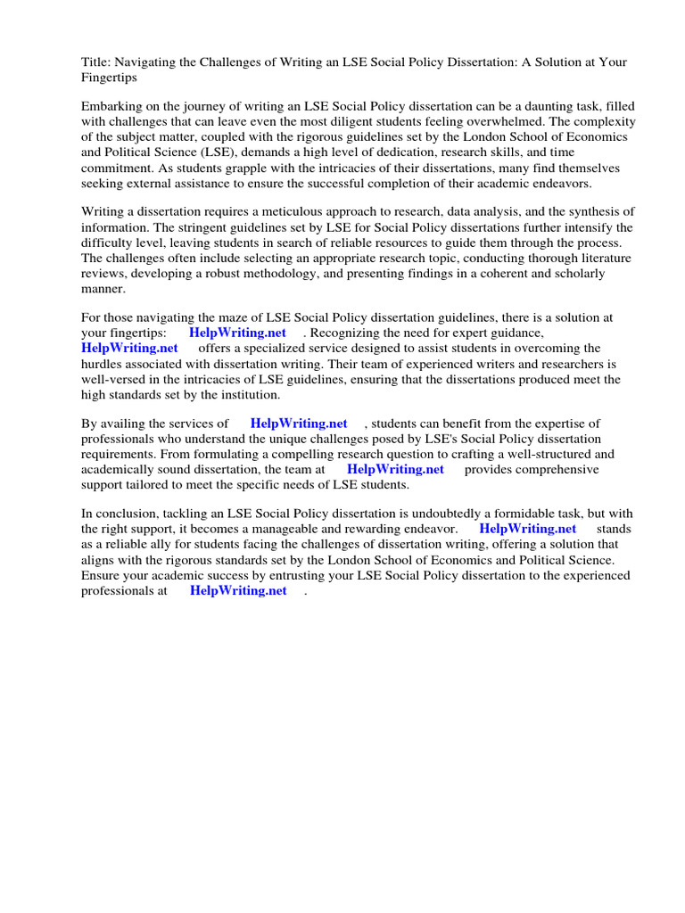 Lse Social Policy Dissertation Guidelines | Download Free PDF | Prison ...