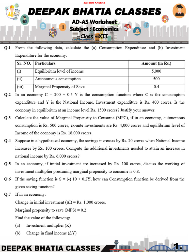 XII Eco ADAS Worksheet (16!03!2024) | PDF | Consumption (Economics ...