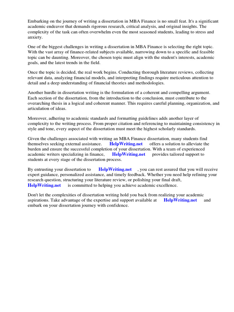 MBA Finance Dissertation Guide | PDF | Foreign Direct Investment | Thesis