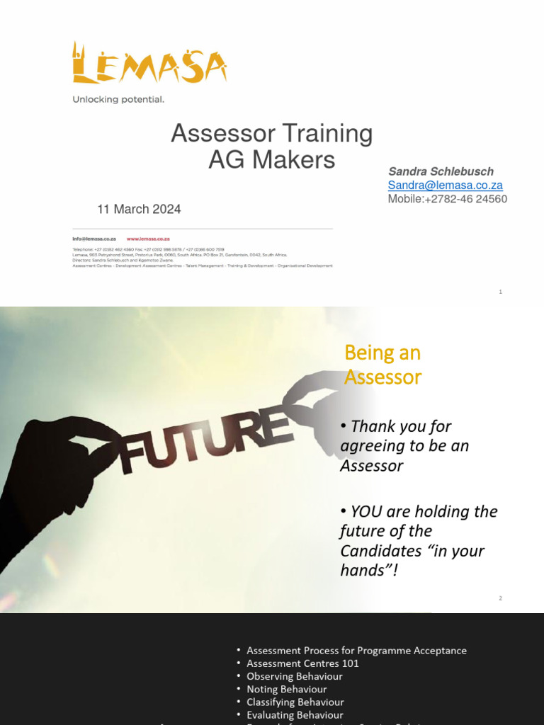 Assessor Training Overview and Agenda | PDF | Rubric (Academic ...