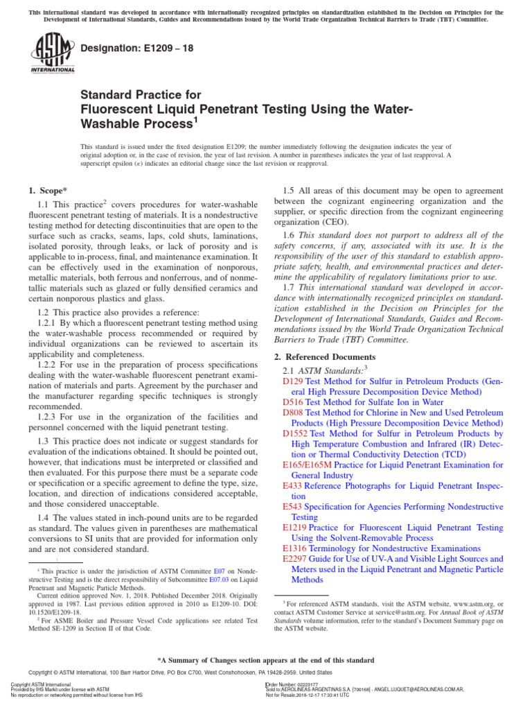 Astm E1209-18 | Download Free PDF | Nondestructive Testing | Ultraviolet