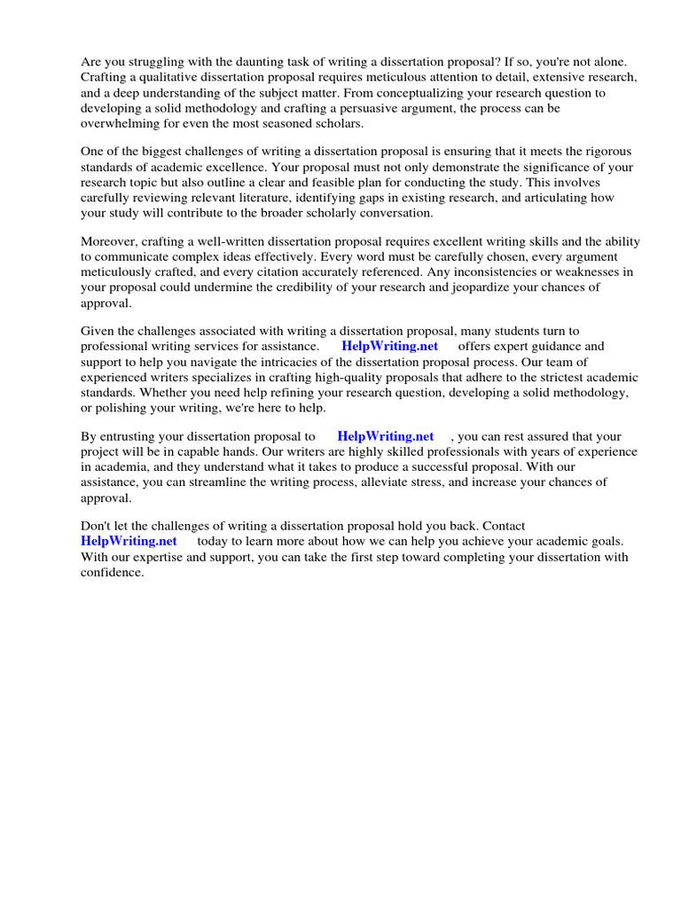 Qualitative Dissertation Proposal Format | Download Free PDF ...