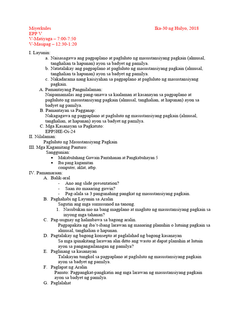 Pagluluto NG Masustansiyang Pagkain | PDF