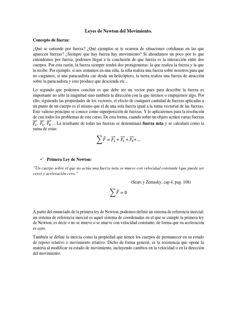 Resumen | Descargar gratis PDF | Fuerza | Las leyes del movimiento de Newton
