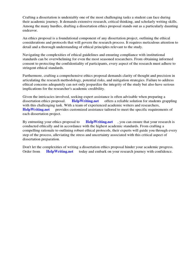 Dissertation Ethics Proposal | PDF | Methodology | Thesis