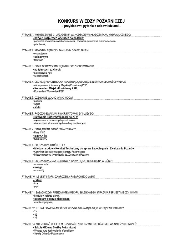 Konkurs Wiedzy Pozarniczej | PDF