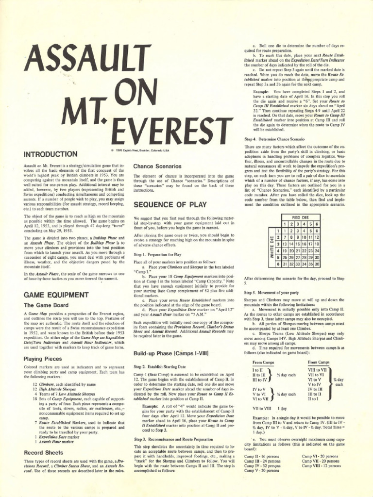 Assault On MT Everest Rules | PDF