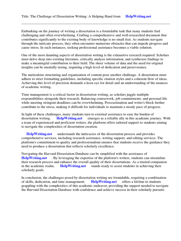 Harvard Dissertation Database | PDF | Thesis | Apa Style