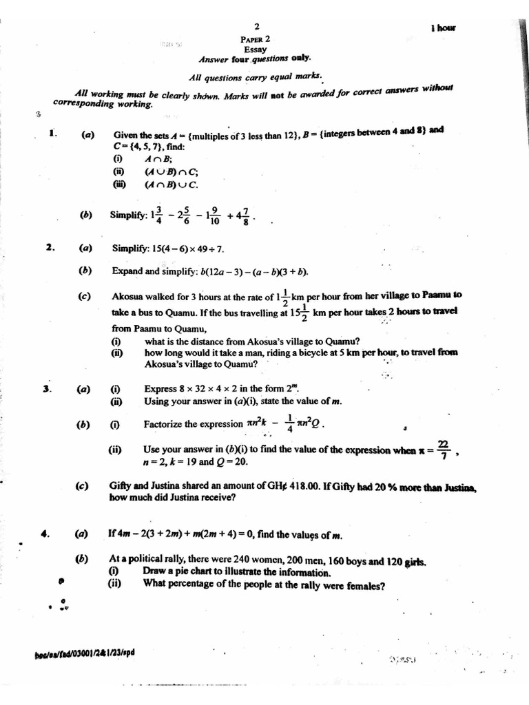 2023 Bece Mathematics Paper 2 | PDF