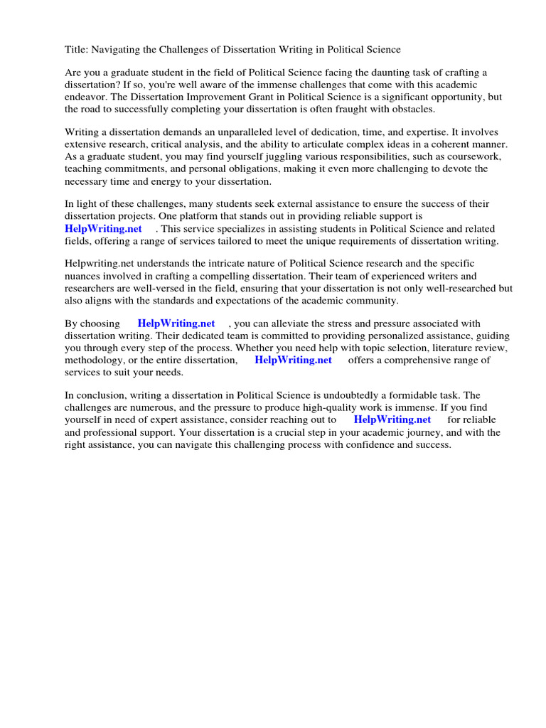 Dissertation Improvement Grant Political Science | PDF | Thesis | Doctorate
