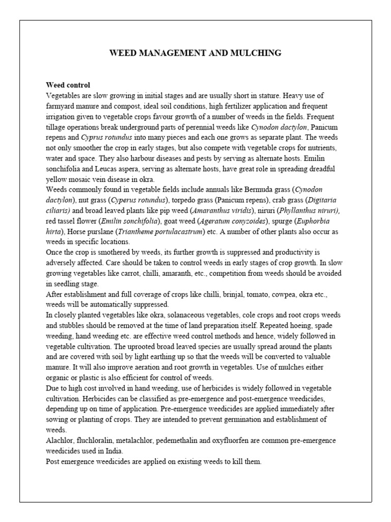 Weed Management and Mulching | PDF | Herbicide | Weed