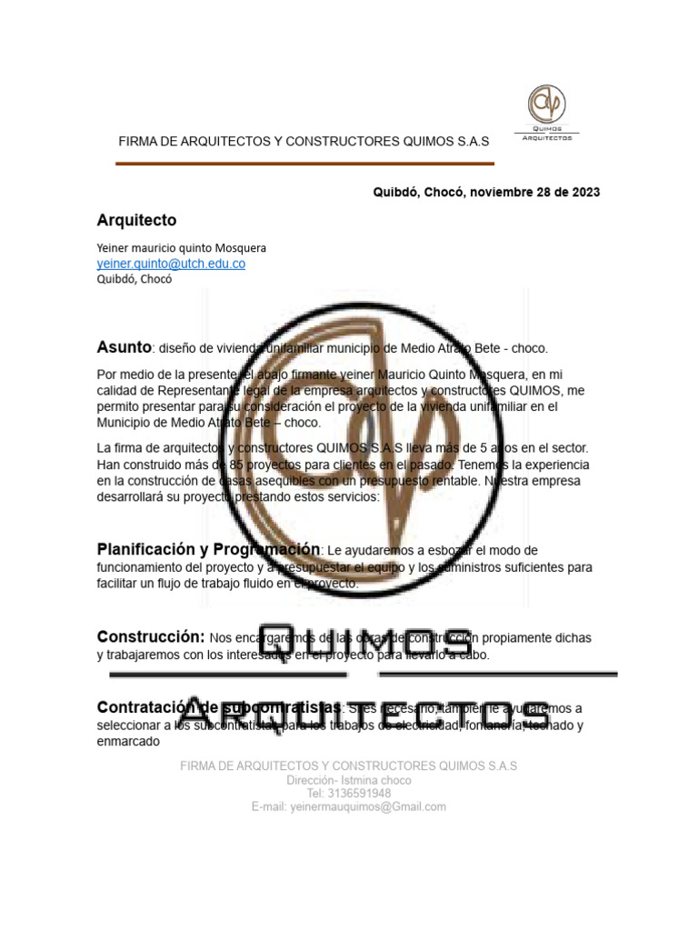Firma de Arquitectos y Constructores Quimos | PDF | Arquitecto