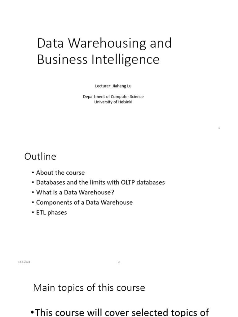 2024 Datawarehousing Week 1 | PDF | Data Warehouse | Databases