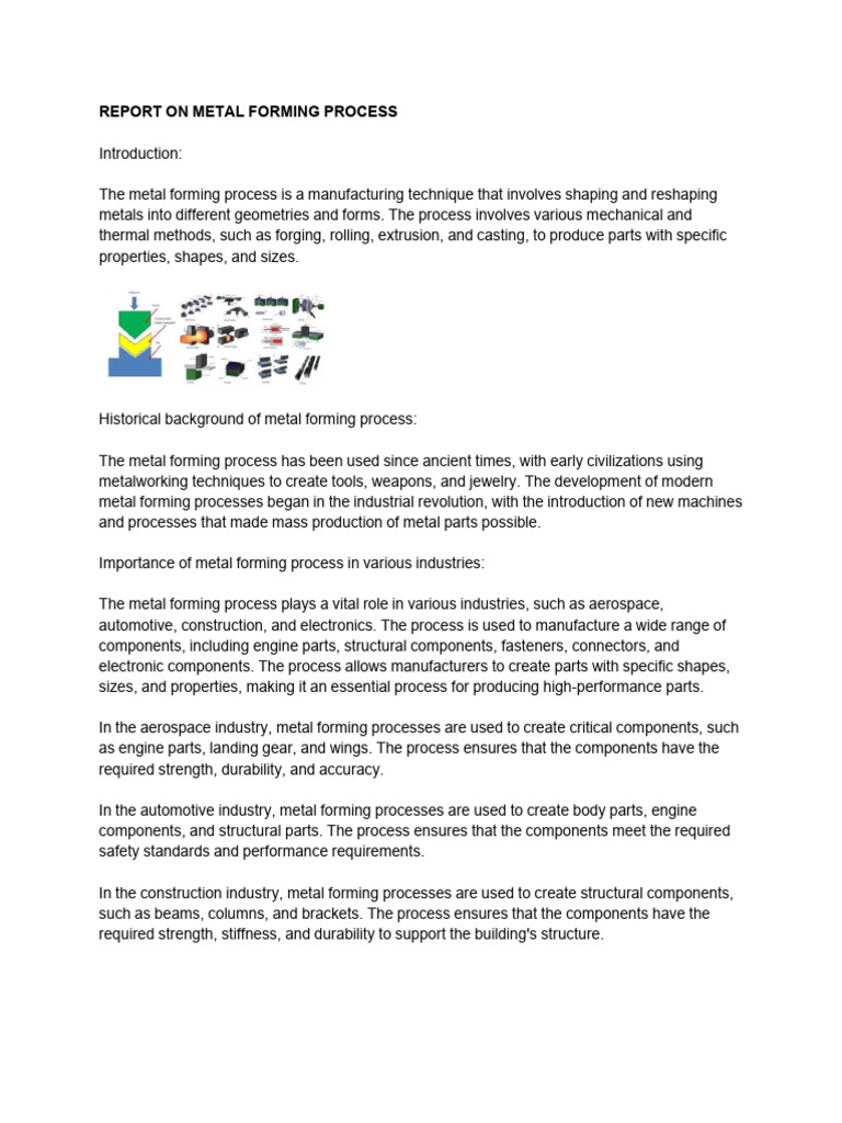 Report On Metal Forming Process | PDF | Rolling (Metalworking) | Forging