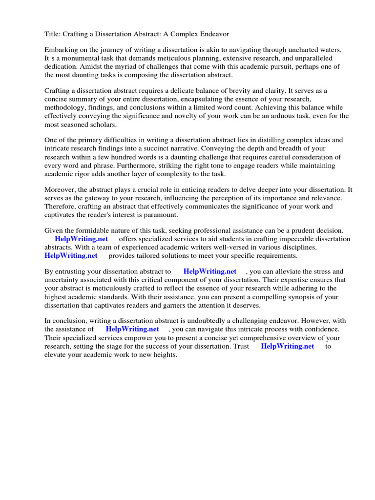 Dissertation Abstract Template | PDF | Thesis | Abstract (Summary)