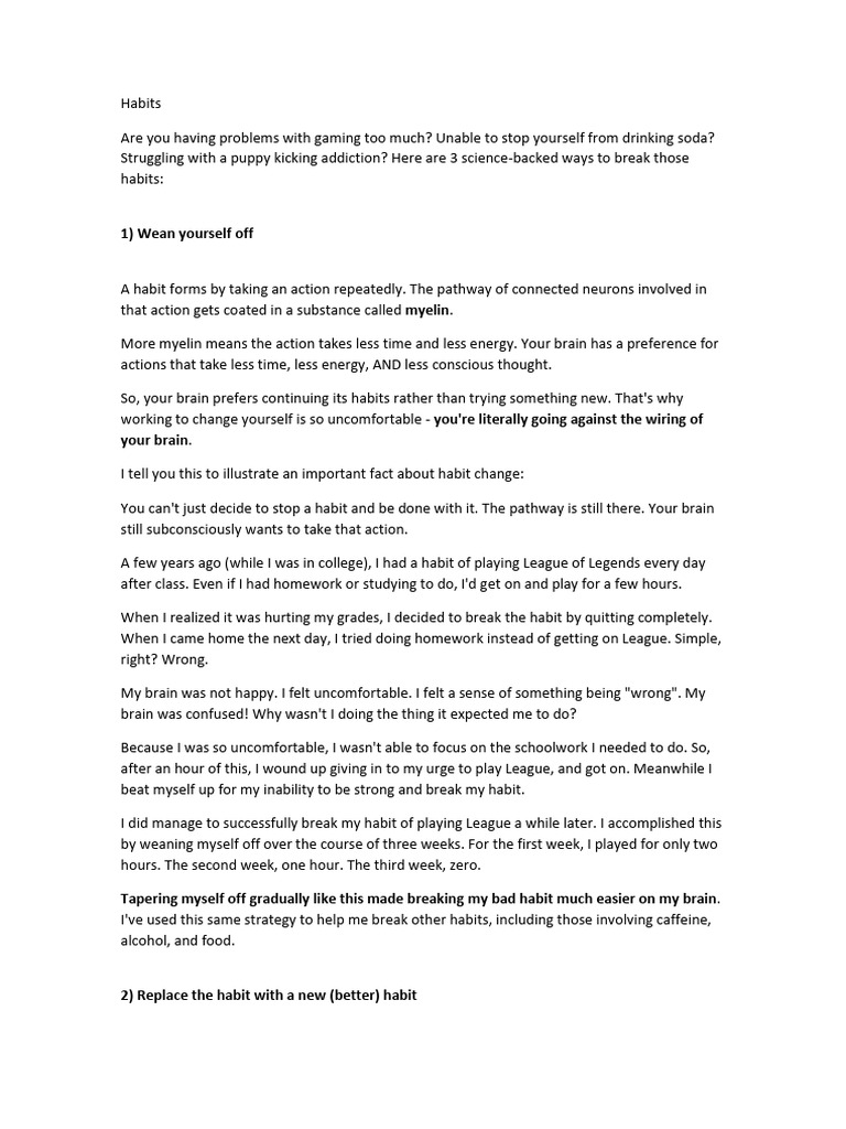 Replacing Habits Pdf Sleep Habits