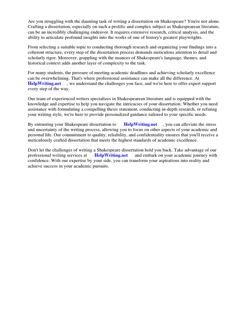 Shakespeare Dissertation Proposal | PDF | Thesis | William Shakespeare