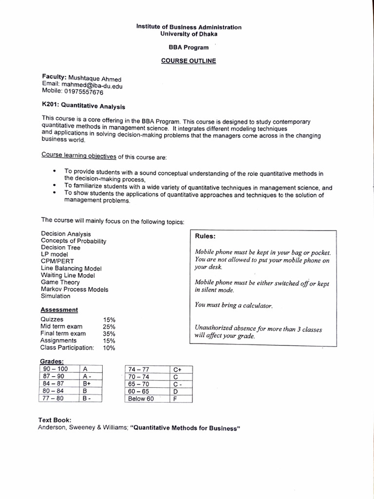 QMB Course Outline | PDF | Decision Making | Cognition