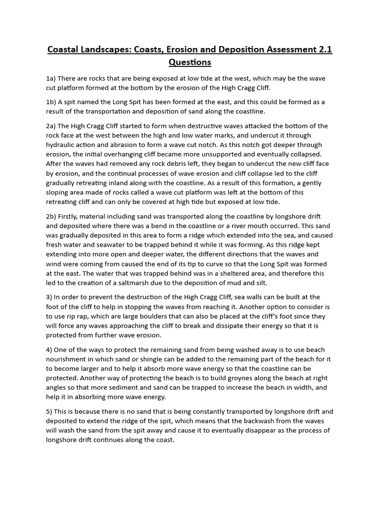 Coasts Erosion Deposition Assessment 2.1 | Download Free PDF | Erosion | Coast
