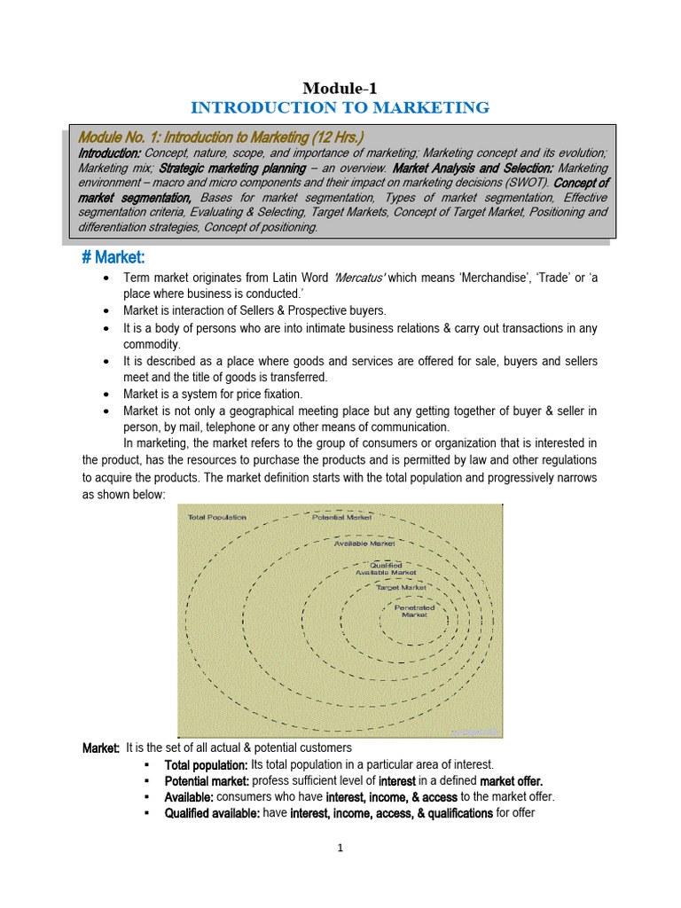 Unit-1 Introduction To Marketing | PDF | Marketing | Market (Economics)