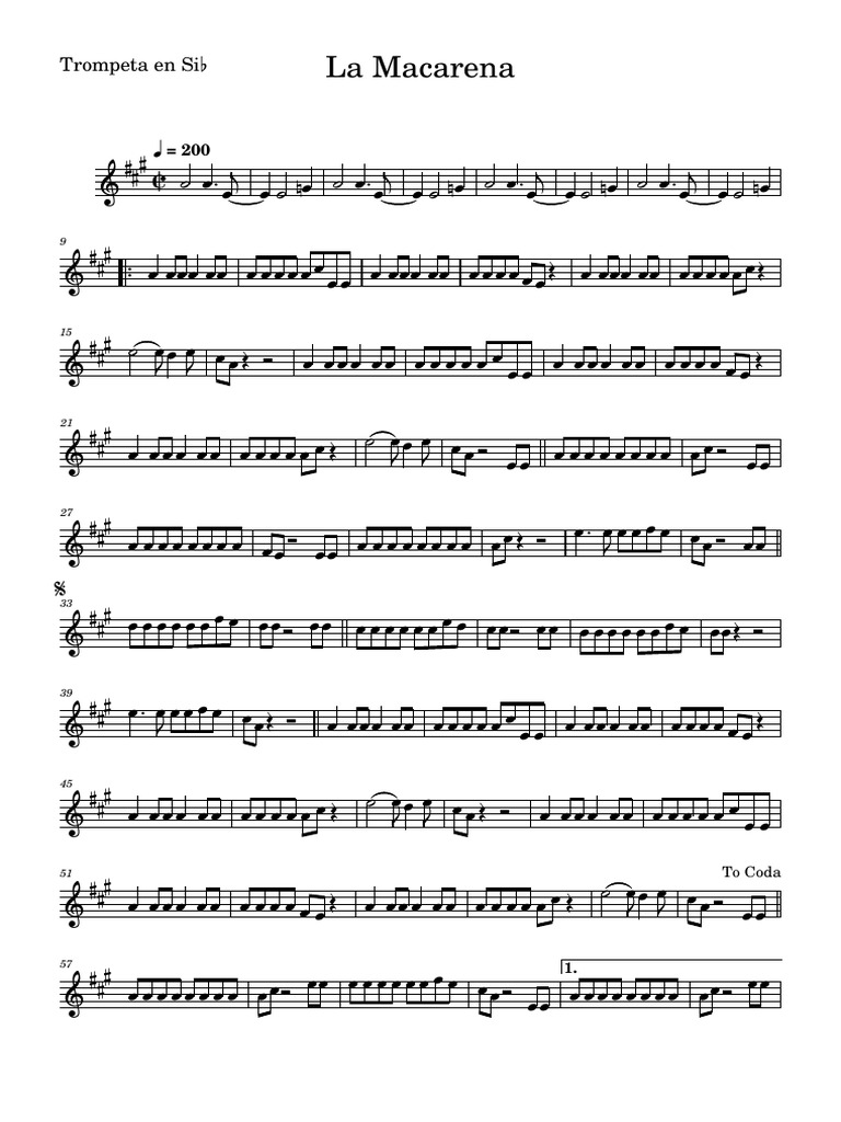 La Macarena-Trompeta en Sib | PDF