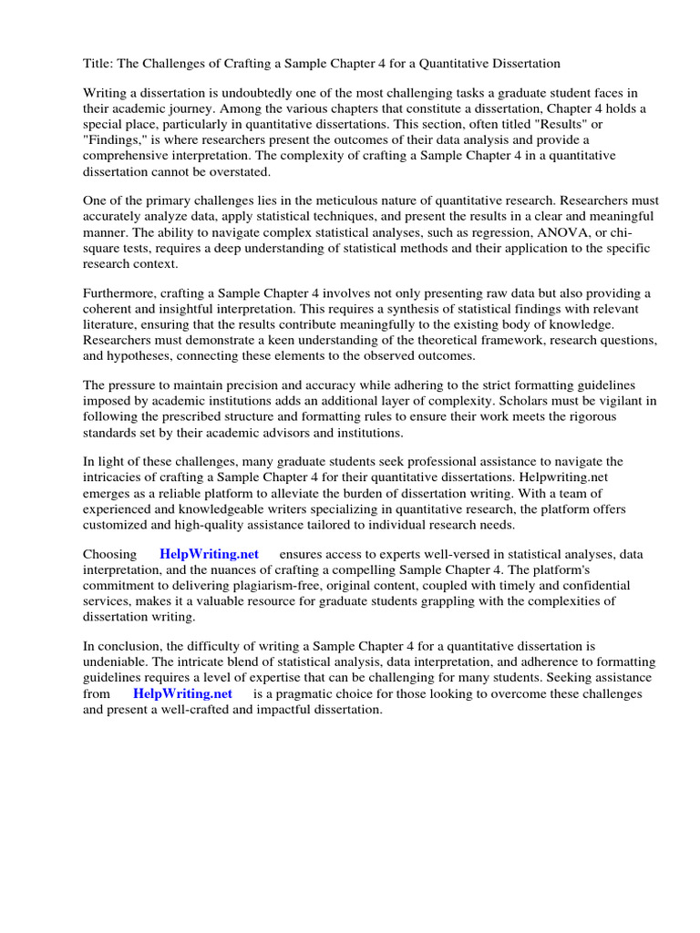 Sample Chapter 4 Quantitative Dissertation | PDF | Methodology ...