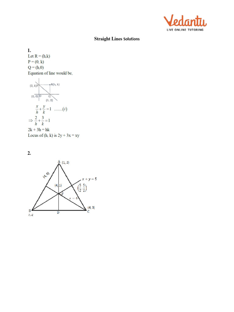 JEE - Mathematics - Straight Lines - Solutions | PDF | Triangle Geometry | Euclidean Plane Geometry