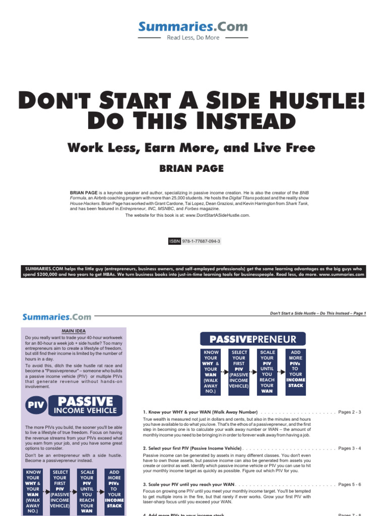 Don't Start A Side Hustle | PDF | Economies