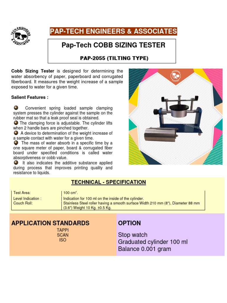Cobb Sizing Tester Overview | PDF | Technology & Engineering