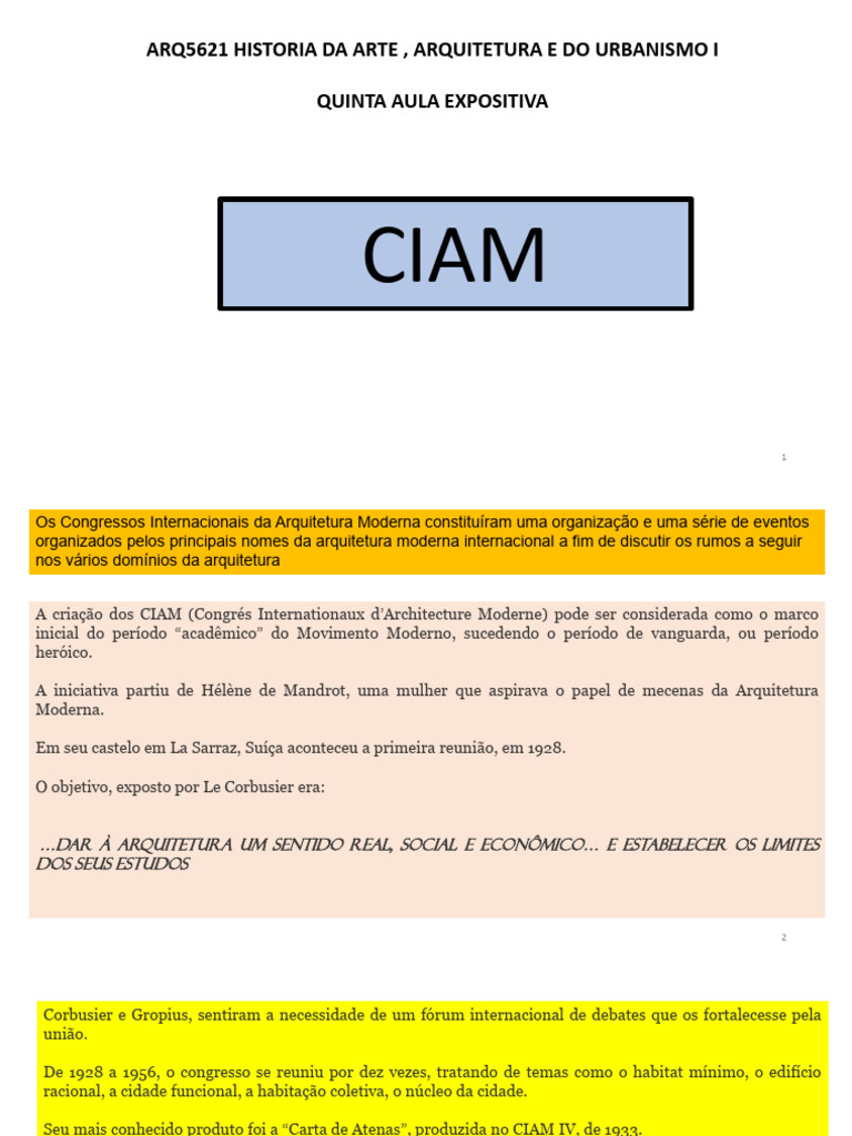 Arq5621 5â Aula 2023.2 Ciam | PDF | Urbanismo