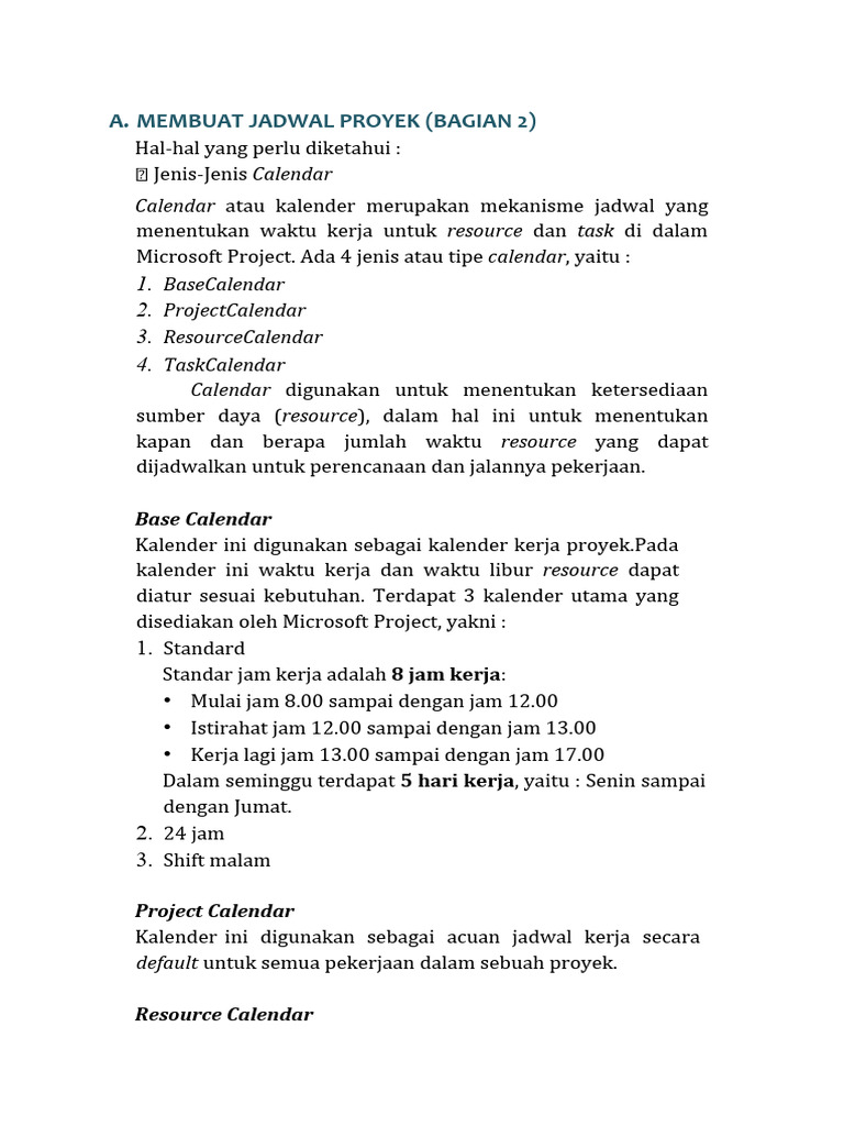 Penamaan Hari dalam Kalender Proyek | PDF