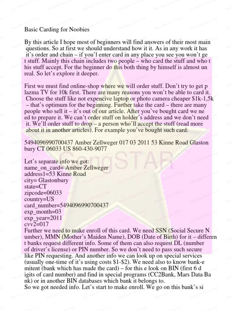 Basic Carding For Noobs | PDF