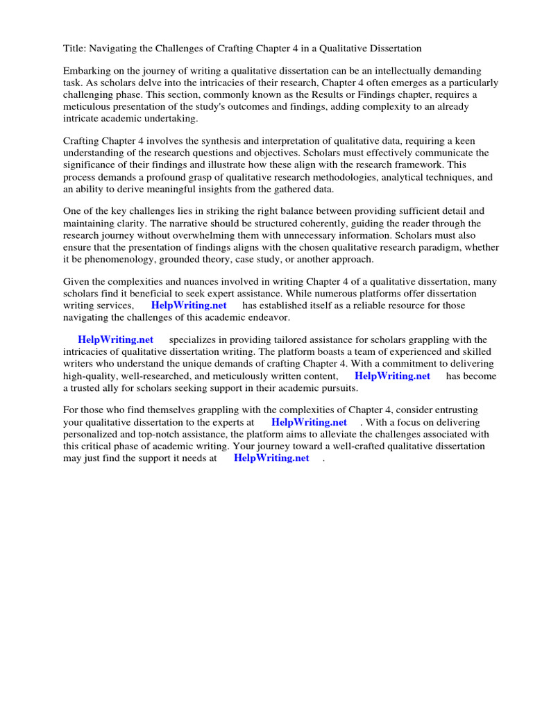 How To Write Chapter 4 of A Qualitative Dissertation | PDF | Qualitative Research | Quantitative ...