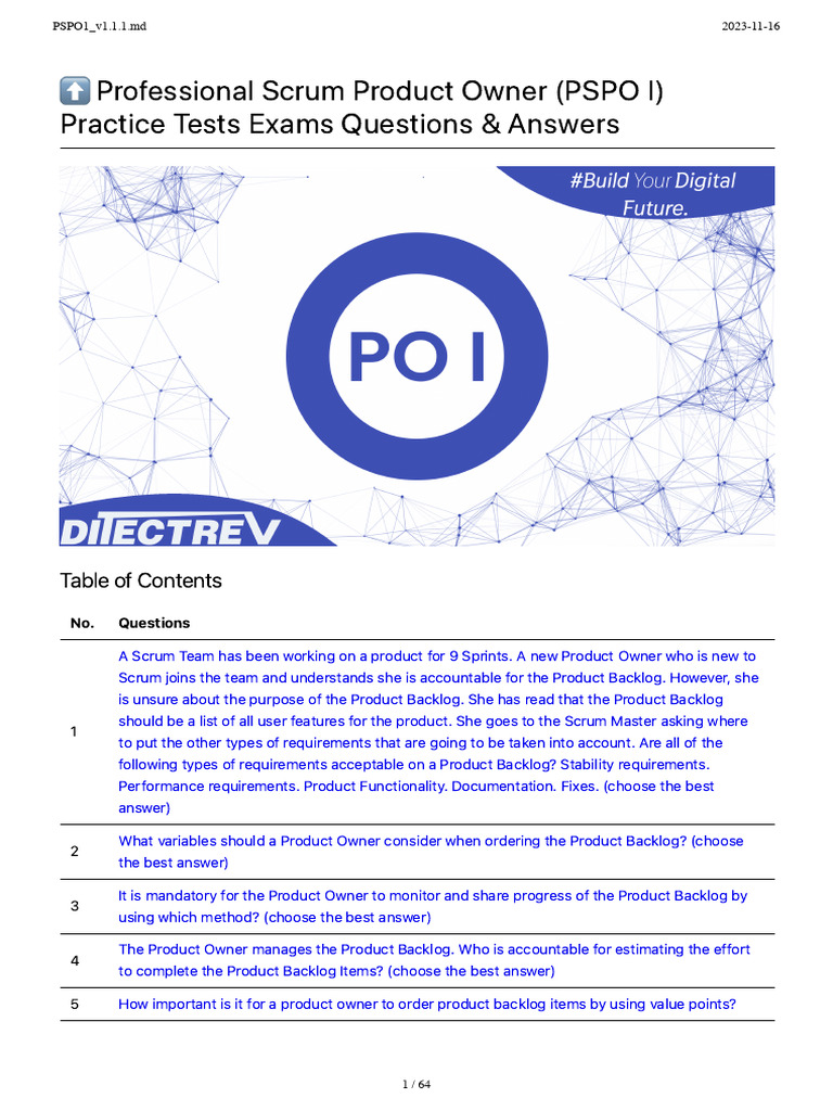 PSPO1 v1.1.1 | PDF | Scrum (Software Development) | Agile Software Development