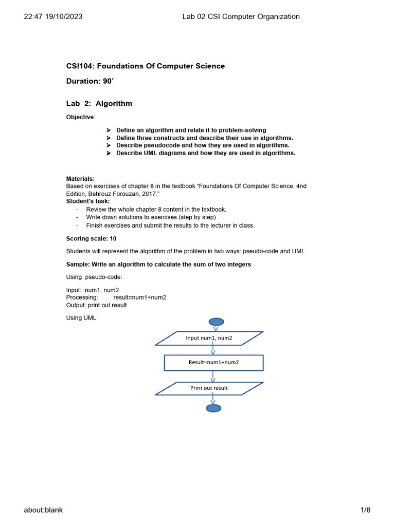 Lab 02 CSI Computer Organization | PDF | Algorithms | Computing