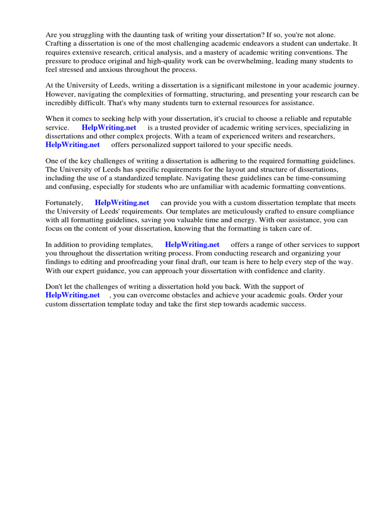 University Of Leeds Dissertation Template Pdf Thesis Internet