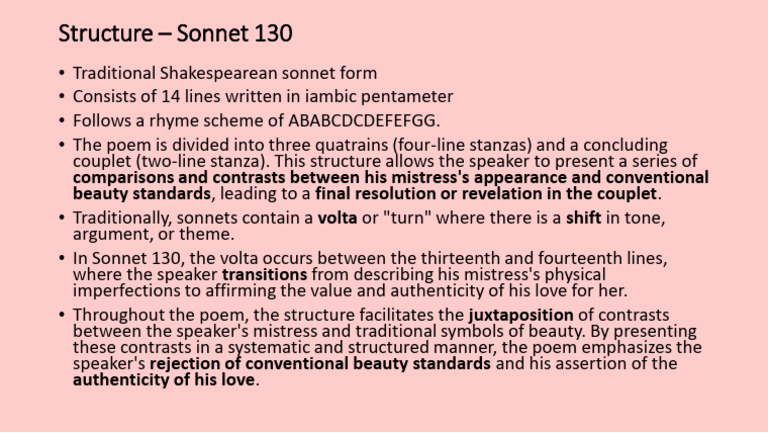 Structure - Sonnet 130 | PDF