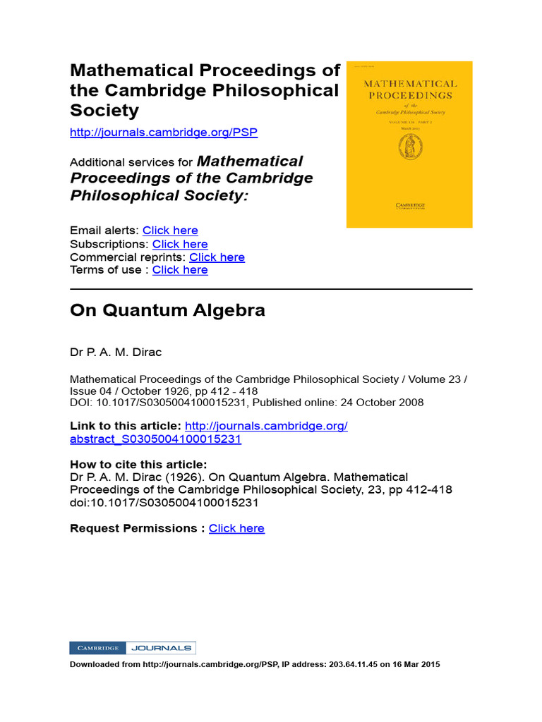 1926 Quantum Algebra | PDF | Function (Mathematics) | Complex Number