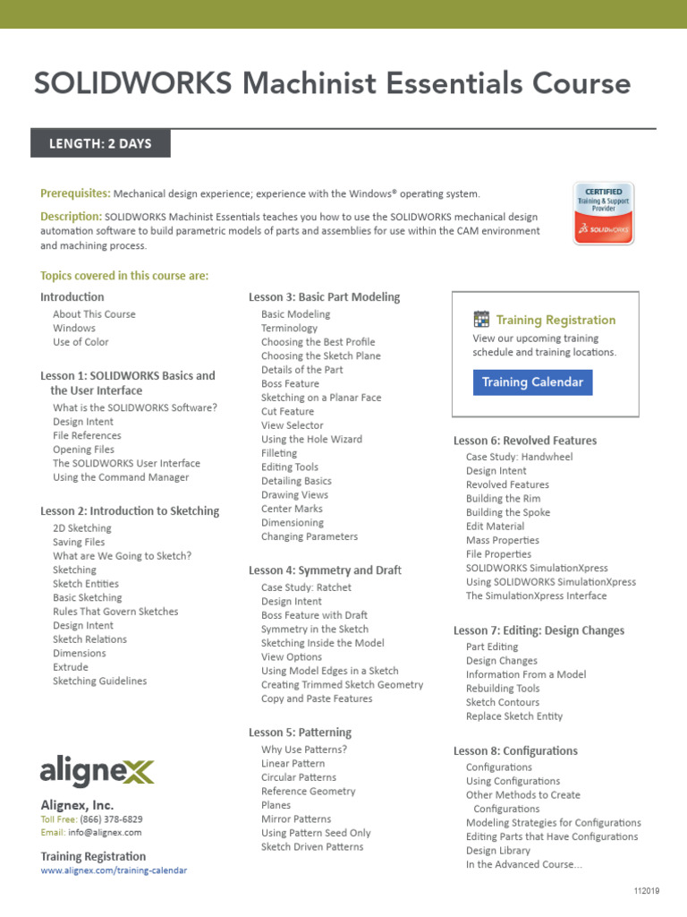 Alignex SWMachinistEssentialsCourseDescription | PDF | Computing | Software